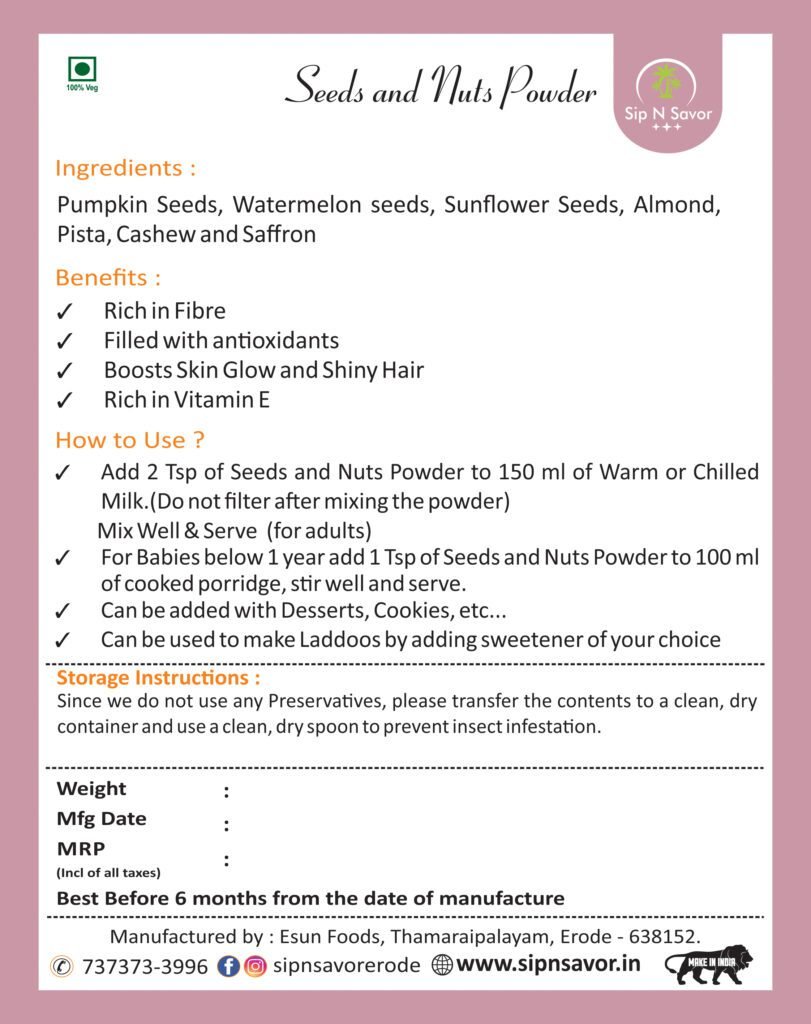 Seeds and Nuts Powder – Sip n Savor